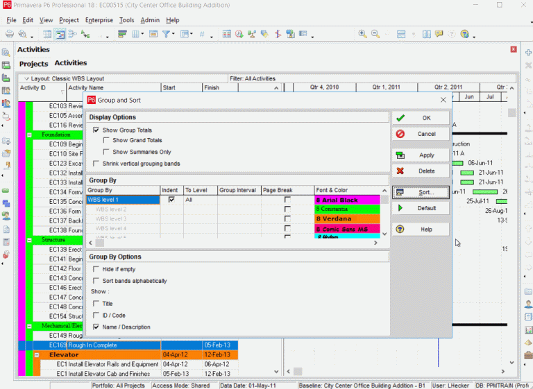 How to Set Up Columns, Layouts, and Timescales in Primavera P6