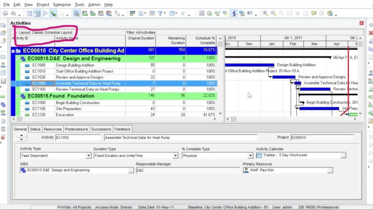 How to Set Up Columns, Layouts, and Timescales in Primavera P6